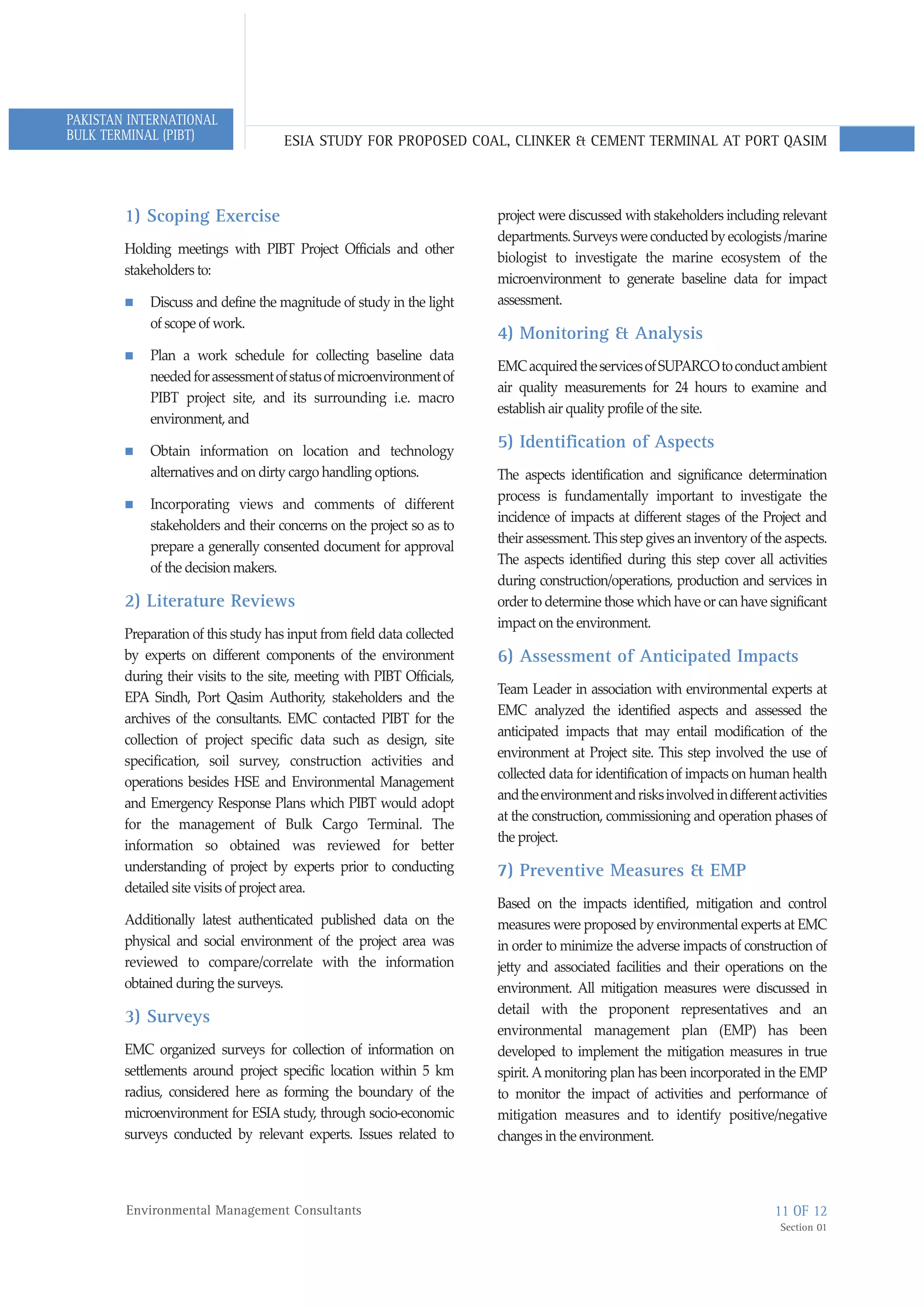 Esia Pakistan international bulk terminal - PROPOSED COAL, CLINKER ...