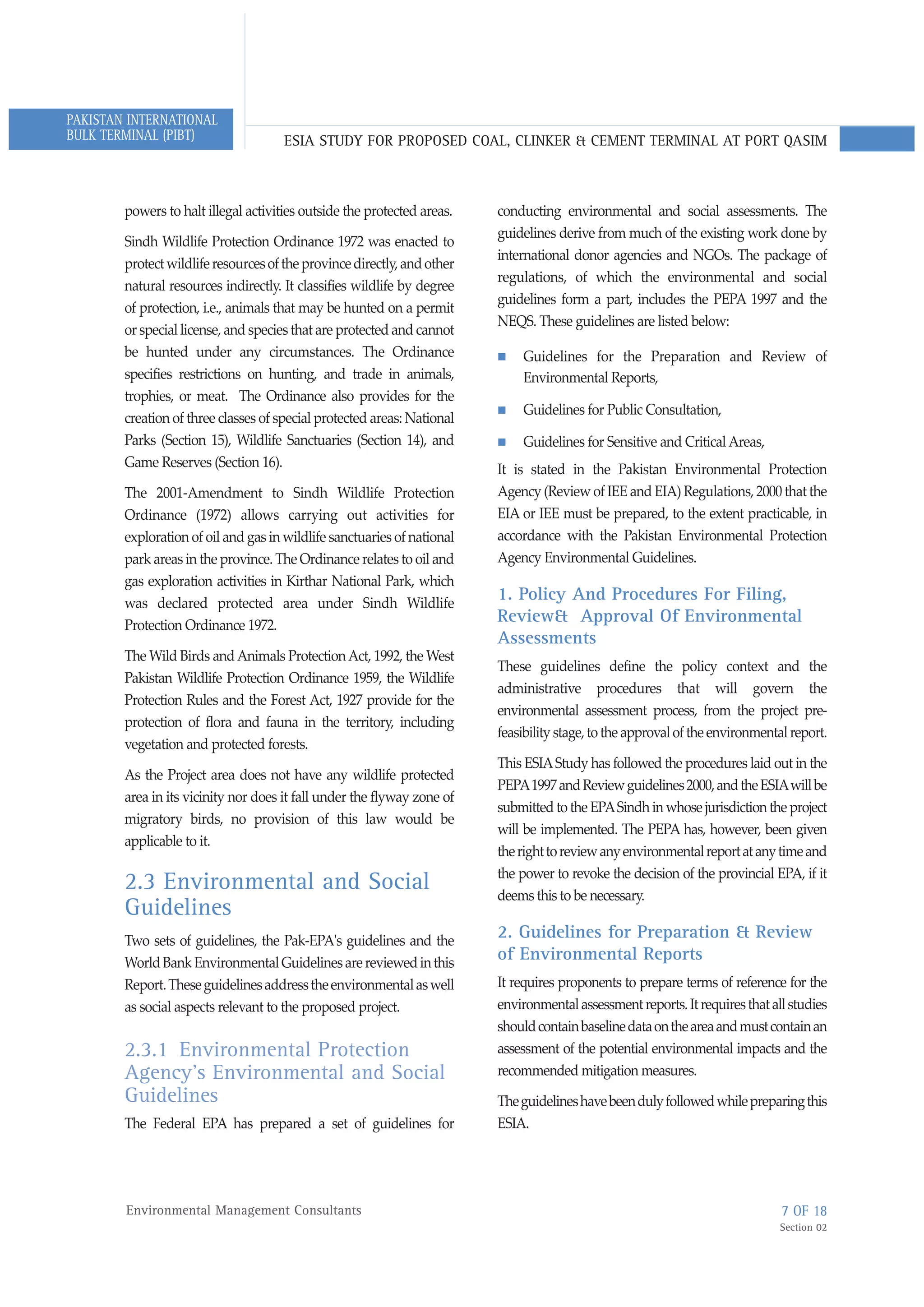 Esia Pakistan international bulk terminal - PROPOSED COAL, CLINKER ...