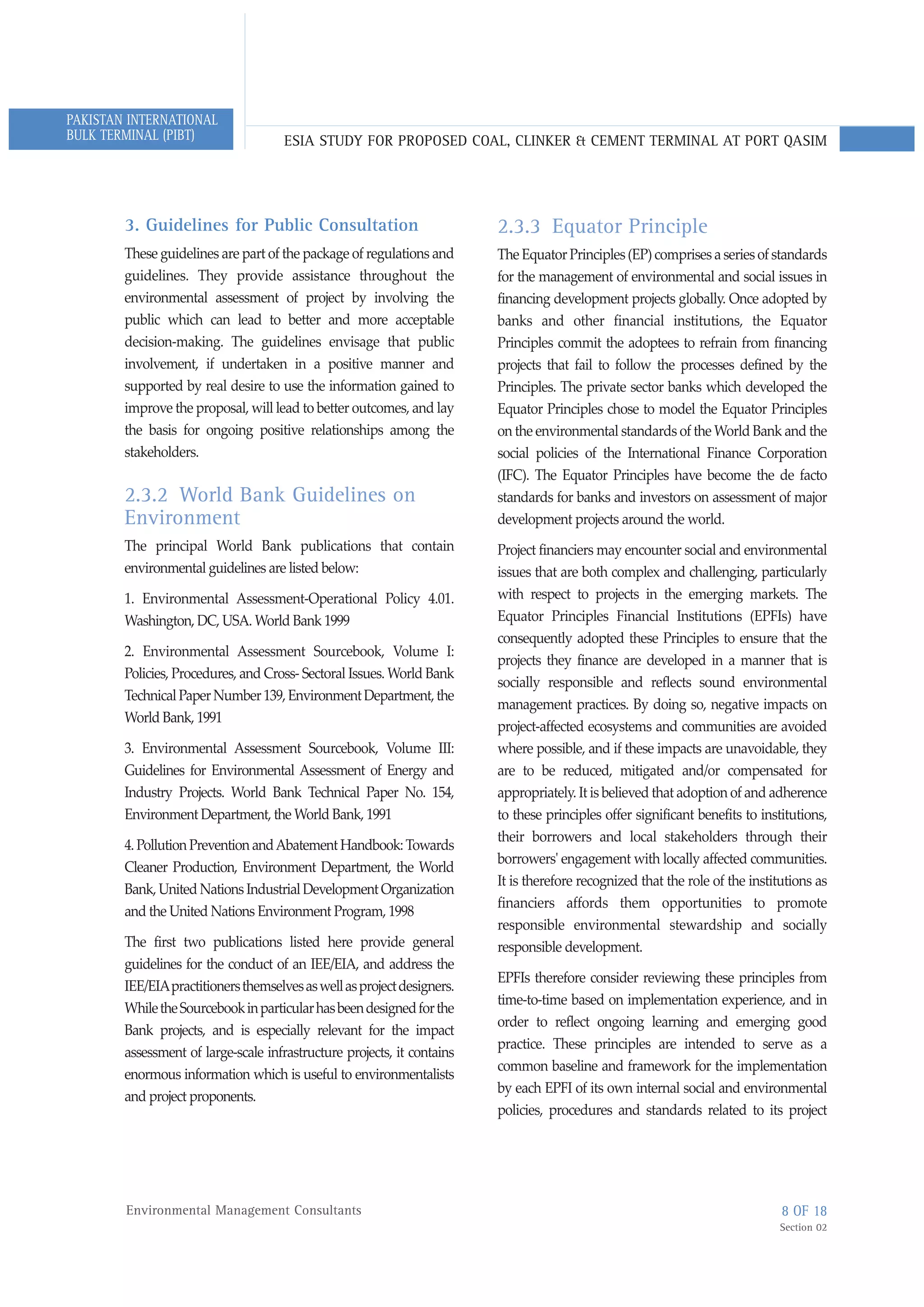 Esia Pakistan international bulk terminal - PROPOSED COAL, CLINKER ...