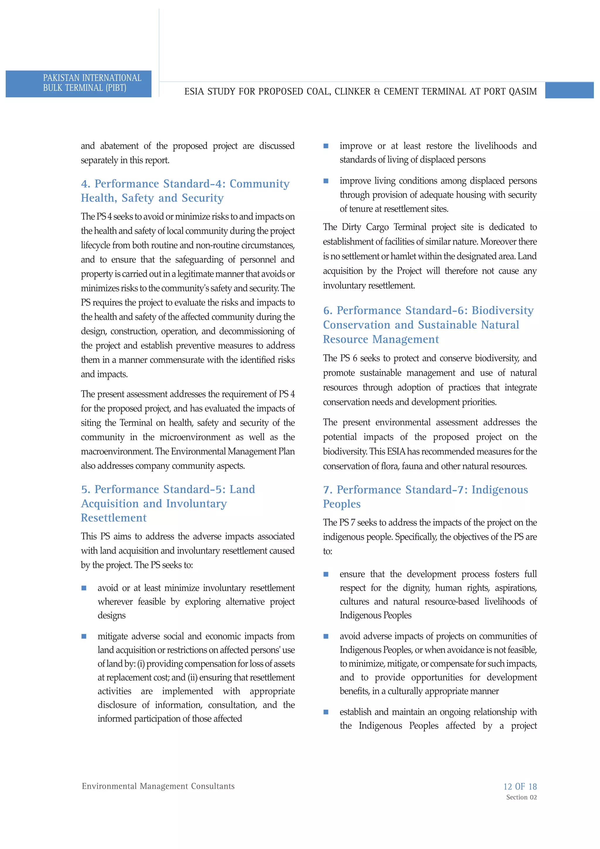 Esia Pakistan international bulk terminal - PROPOSED COAL, CLINKER ...