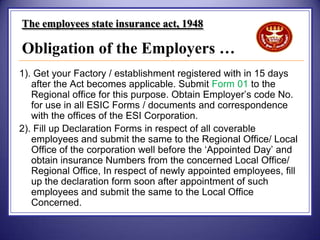 Esi act 1948 with forms attachment | PPTX
