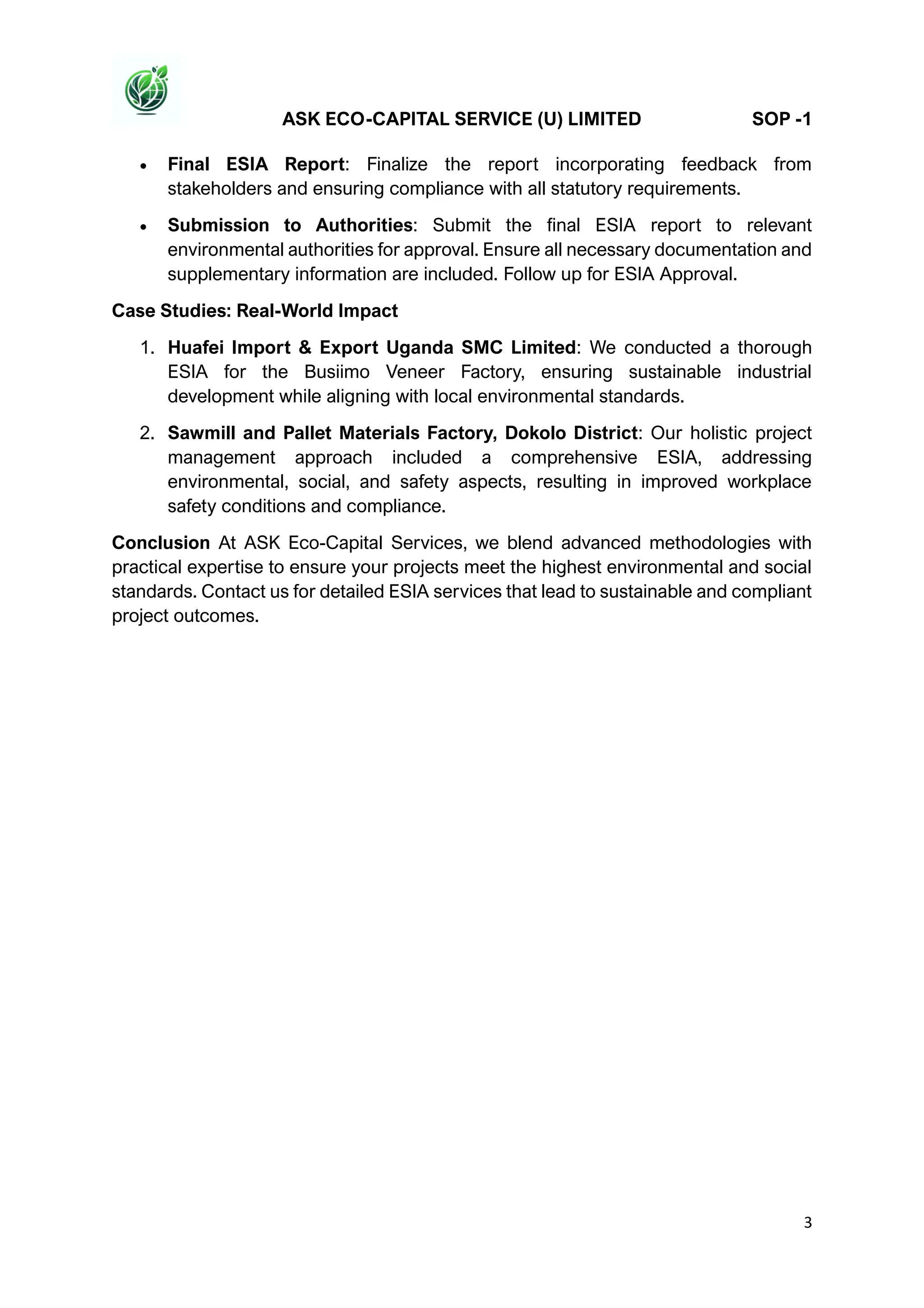 ENSURING SUSTAINABLE DEVELOPMENT: THE ENVIRONMENTAL AND SOCIAL IMPACT ...