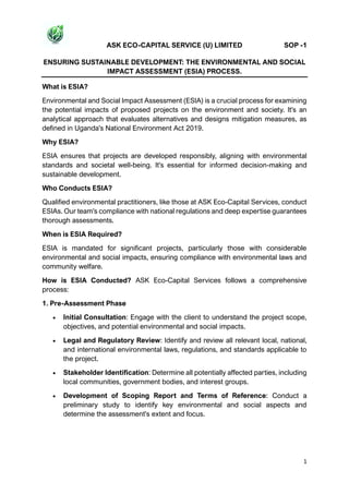 ENSURING SUSTAINABLE DEVELOPMENT: THE ENVIRONMENTAL AND SOCIAL IMPACT ...