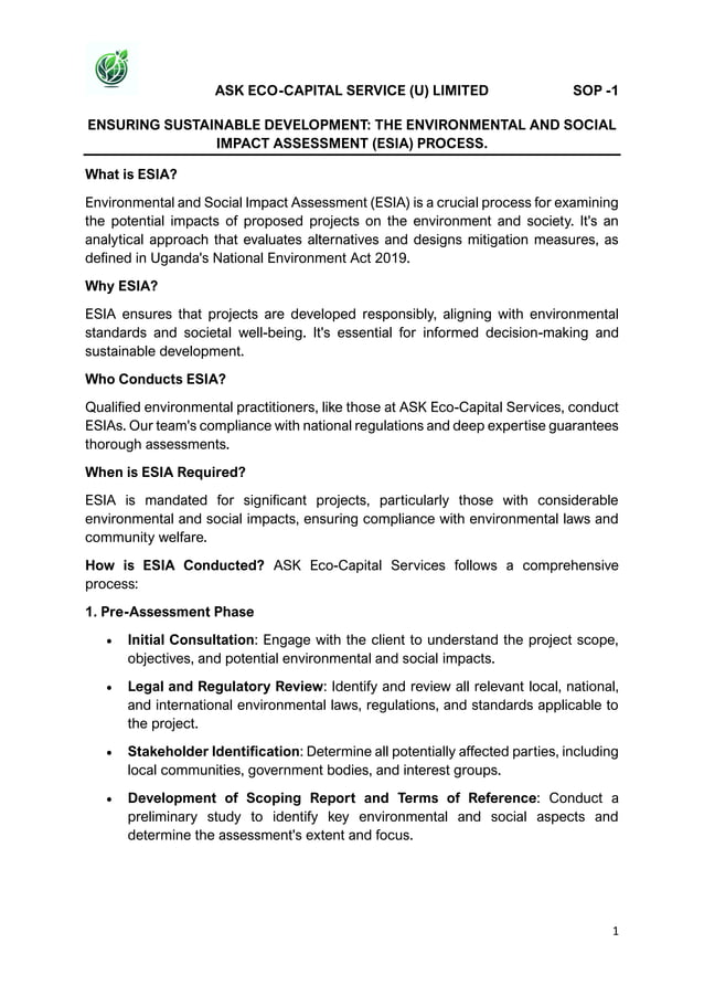 ENSURING SUSTAINABLE DEVELOPMENT: THE ENVIRONMENTAL AND SOCIAL IMPACT ...