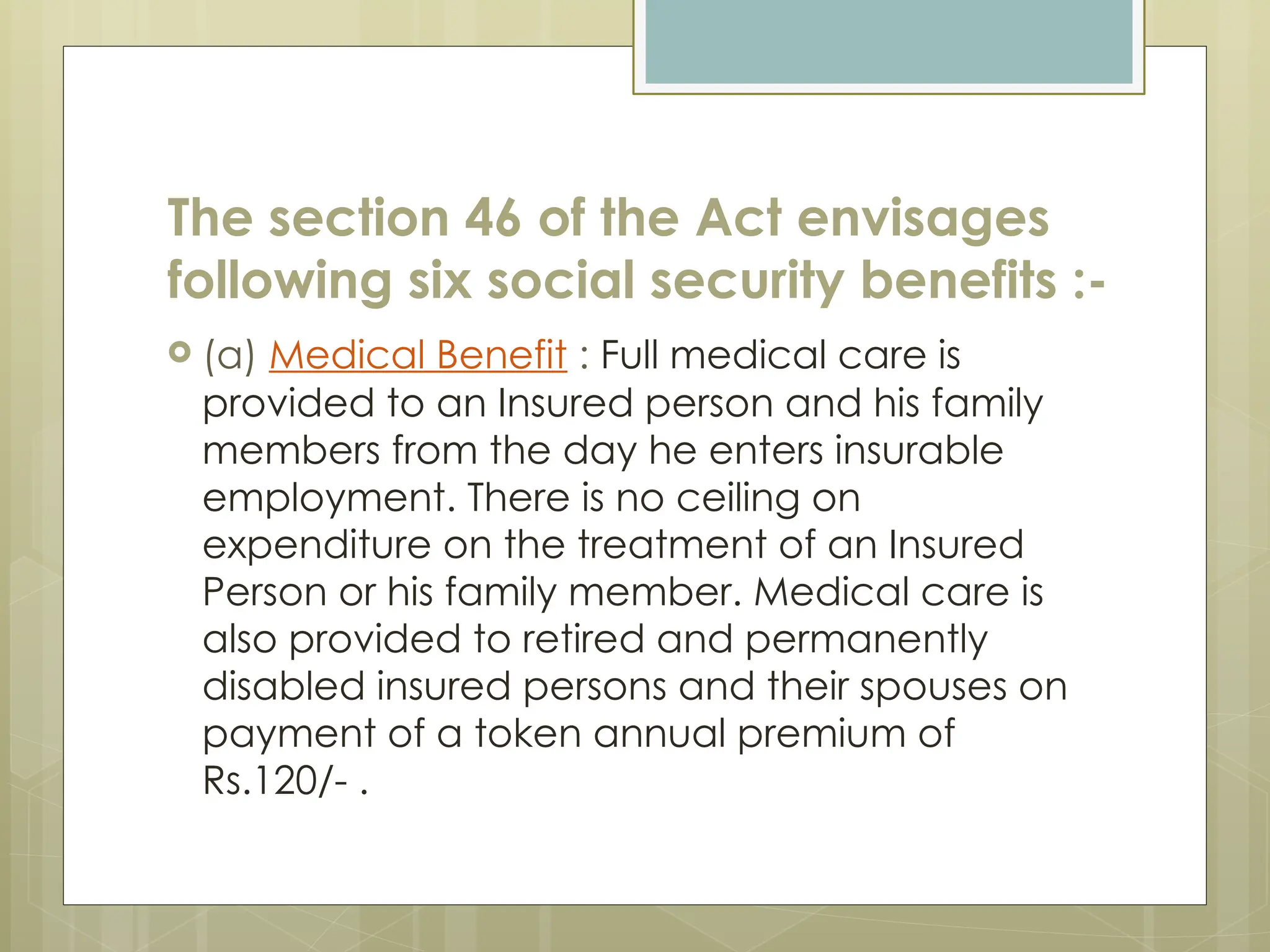ESI BENEFITS TO EMPLOYEES ALL THE BENEFITS | PPT