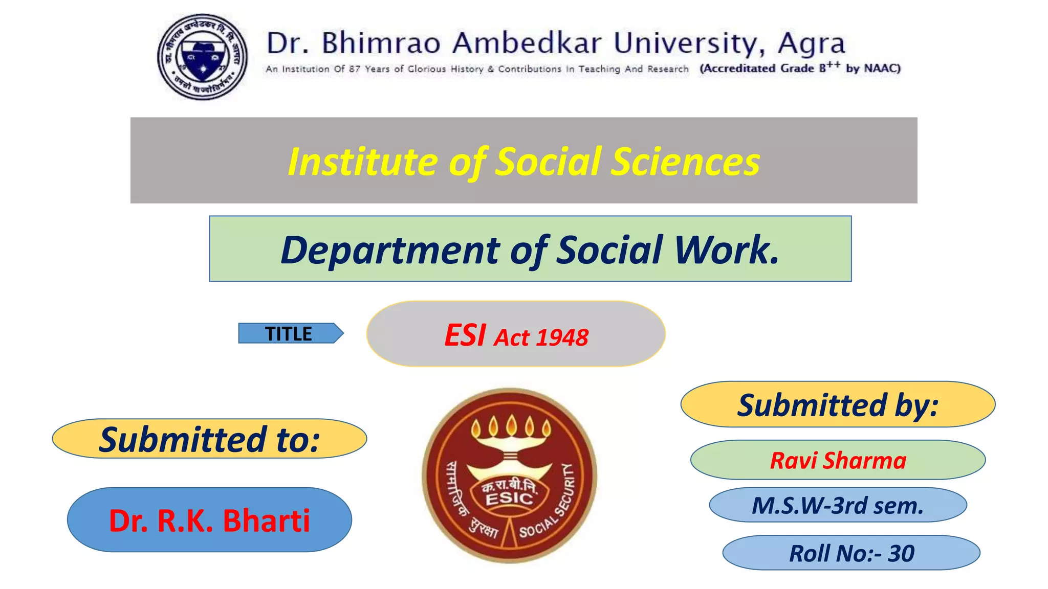 Esic Act 1948 | PPTX