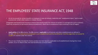 Employees State Insurance Law In India | PPTX