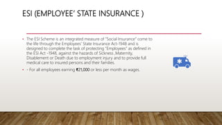 ESI BENEFITS TO EMPLOYEE | PPTX