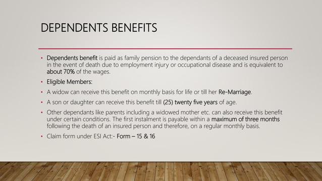 ESI BENEFITS TO EMPLOYEE | PPTX