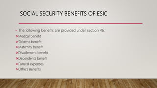 ESI BENEFITS TO EMPLOYEE | PPTX