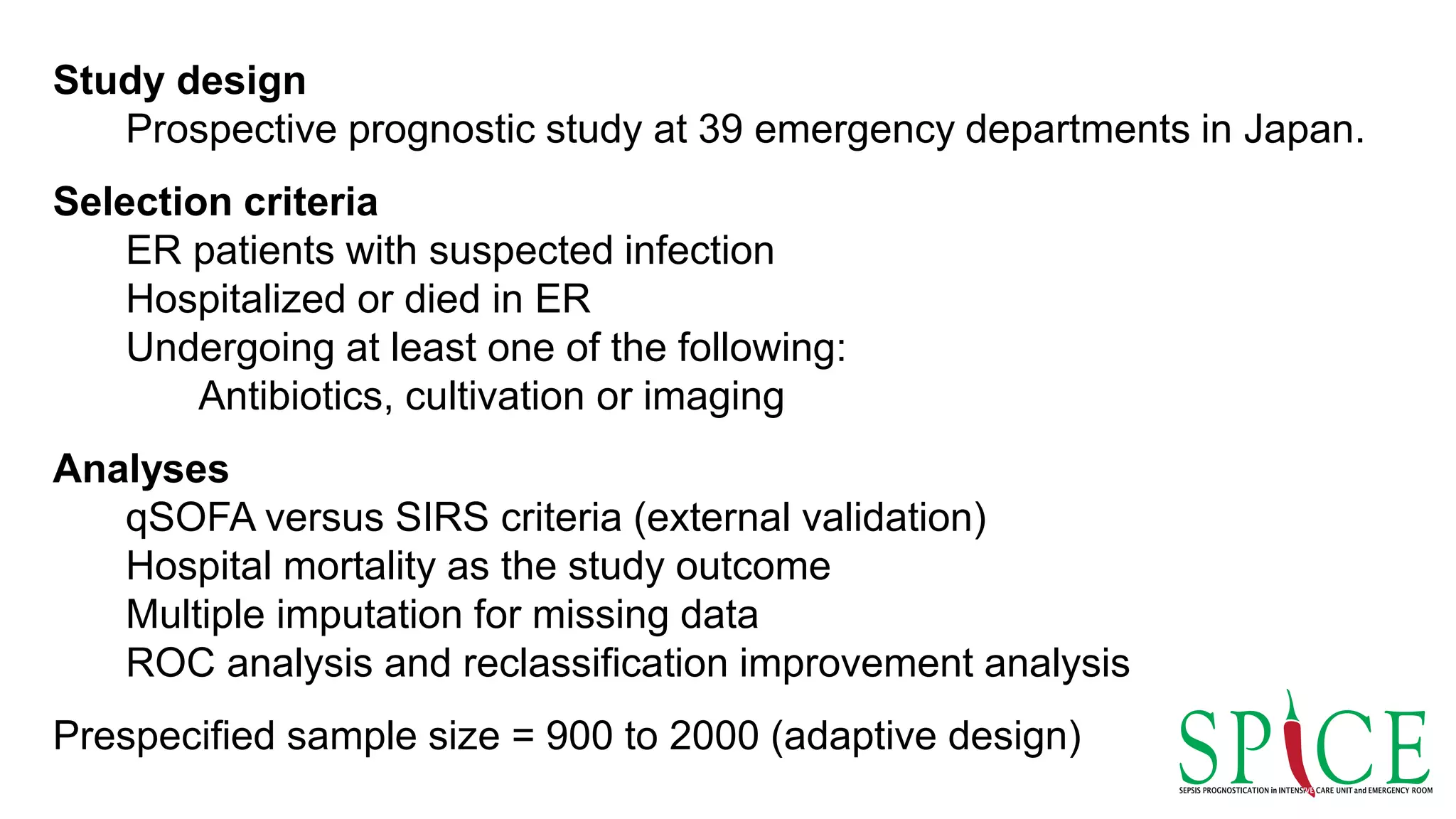 External validation of qSOFA in comparison of SIRS criteria in ER | PPTX