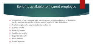 Employee State Insurance & Its Uses | PPTX