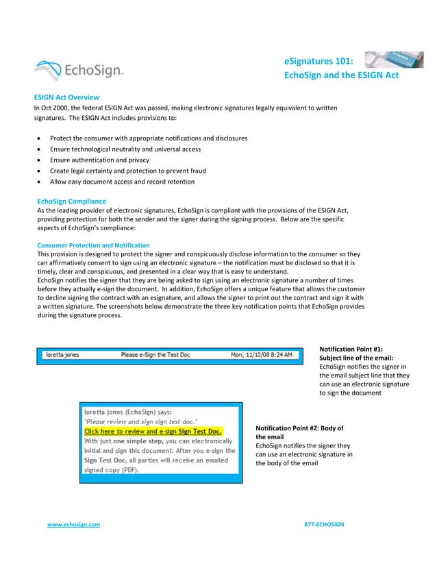 Esign Act And Echo Sign #1 Ranked E Signature | PDF