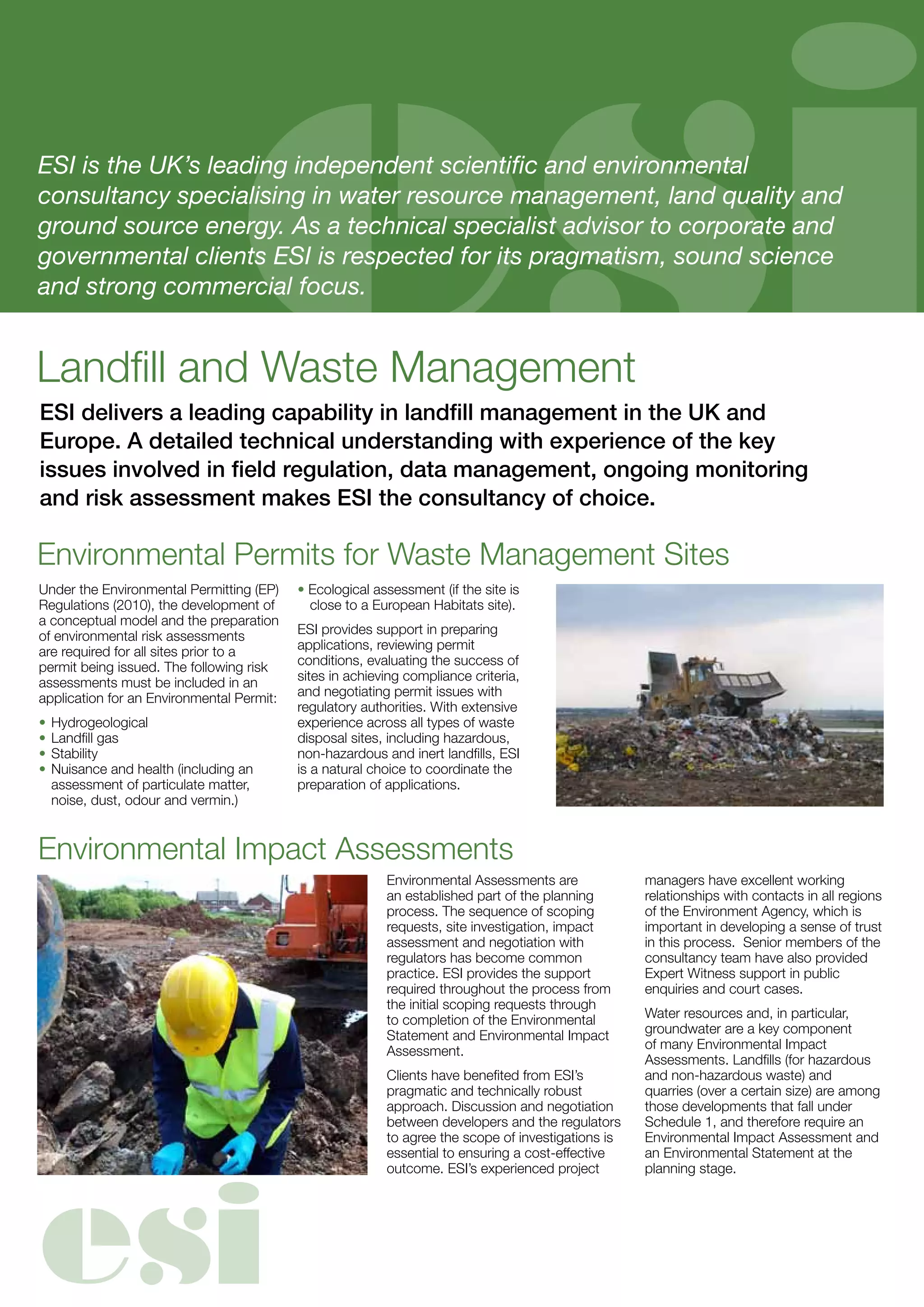 Esi Landfill And Waste Management Brochure | PDF