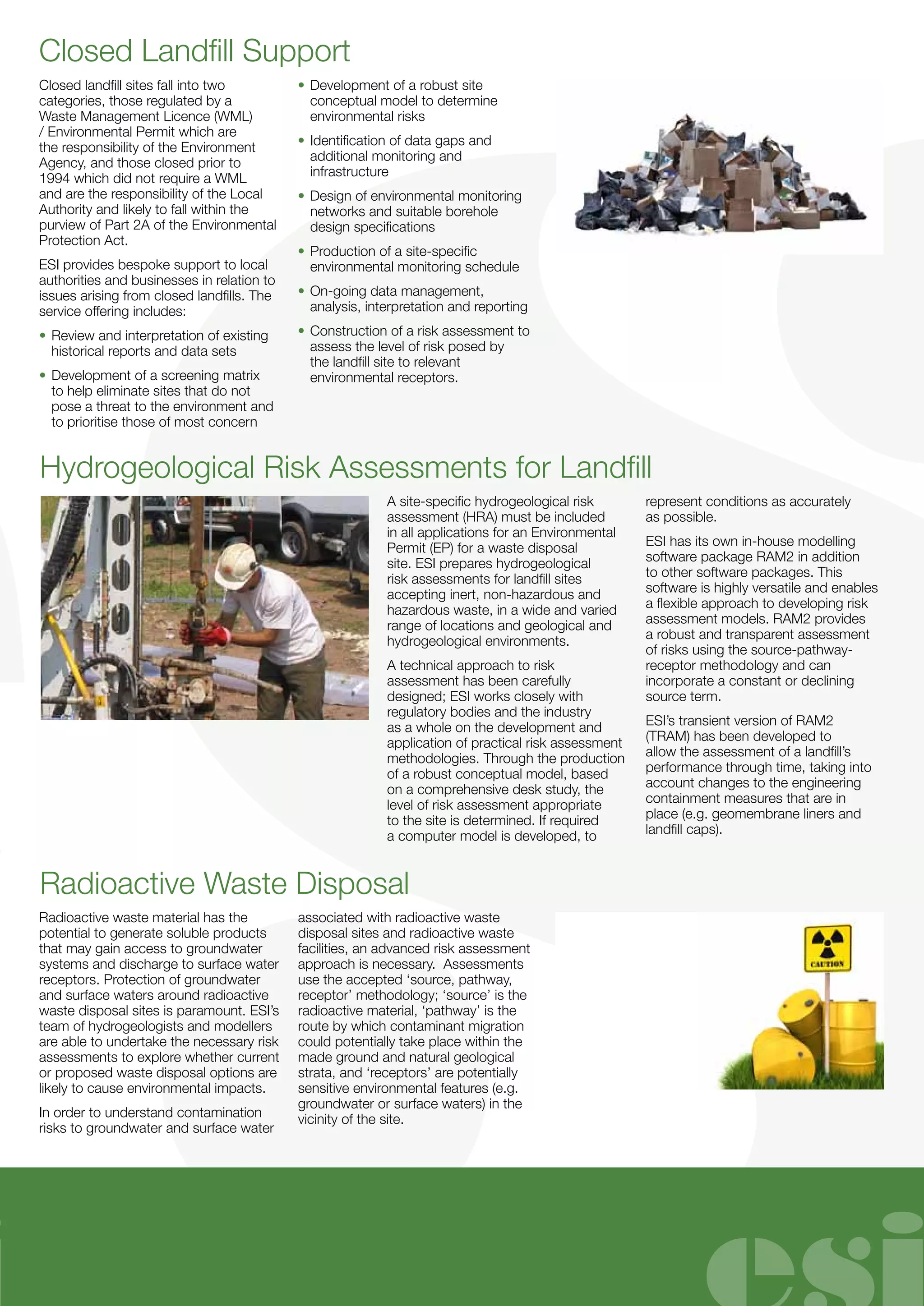 Esi Landfill And Waste Management Brochure | PDF