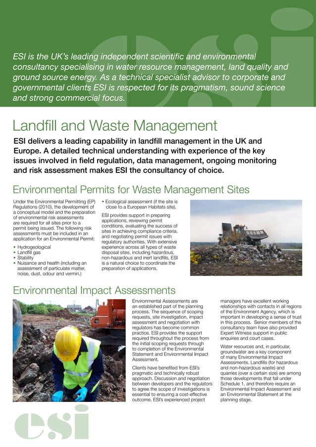 Esi Landfill And Waste Management Brochure | PDF | Environmental ...
