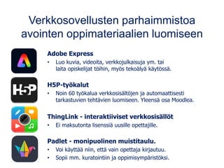 Esimerkkejä oppimateriaalien avaamisesta | PDF