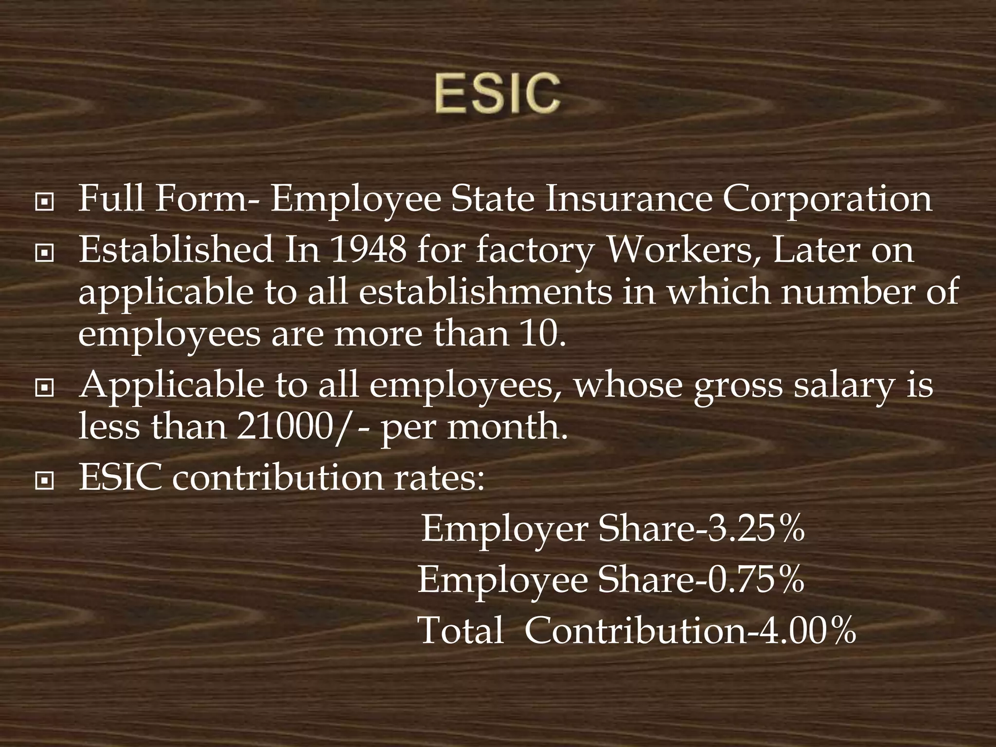 ESI, PF, LWF & Gratuity | PPT | Free Download