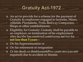 ESI, PF, LWF & Gratuity | PPTX