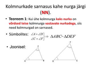 Kolmnurkade sarnasuse tunnused | PPT