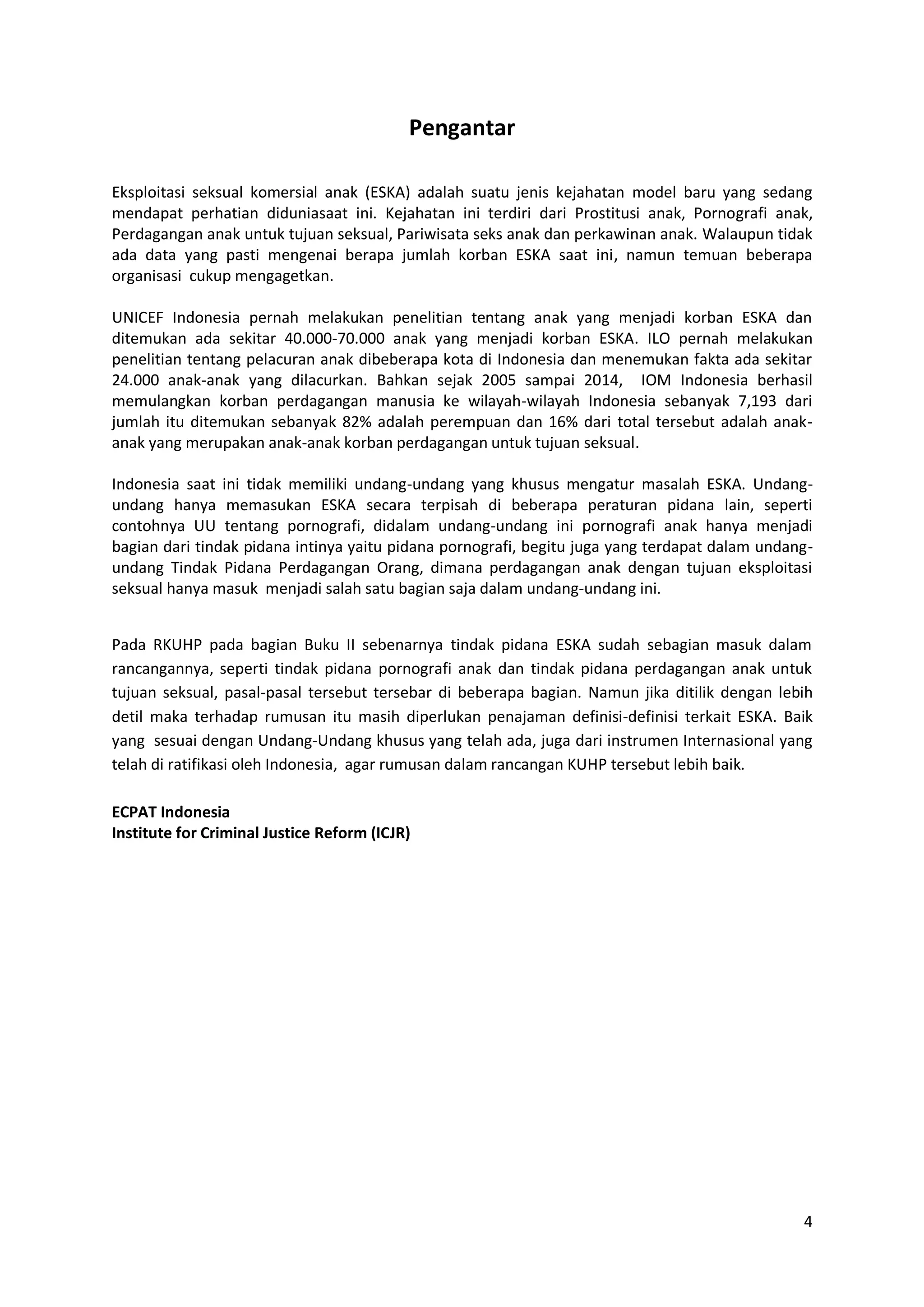 Eksploitasi Seksual Komersial Anak dalam RKUHP | PDF