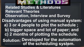 Development of an Automated Faculty Loading, Room Utilization, Subject and Student Scheduling ...