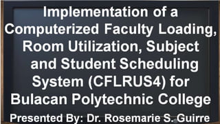 Implementation of a Computerized Faculty Loading, Room Utilization ...