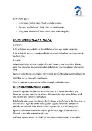 Eskolako lanak (jatorrizkoa euskaraz) | PDF