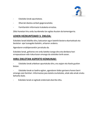 Eskolako lanak (jatorrizkoa euskaraz) | PDF