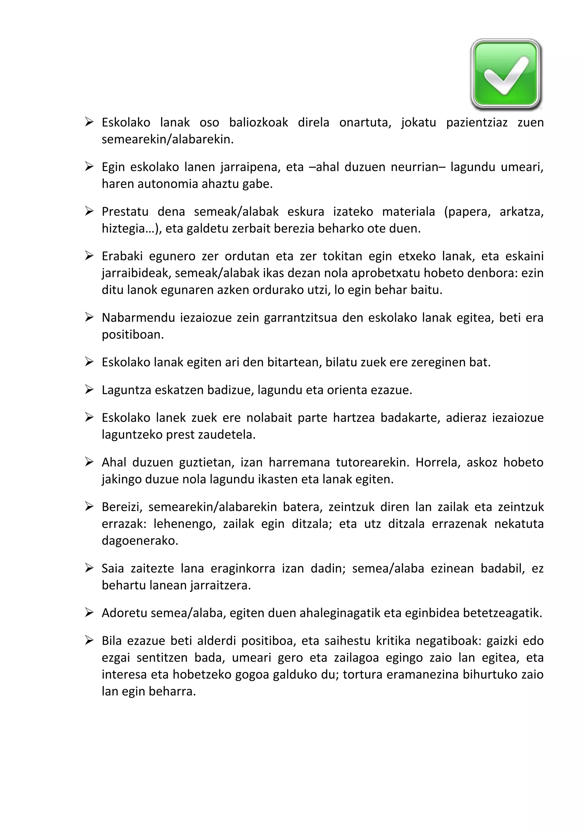 Eskolako lanak (zuzenketa) | DOC