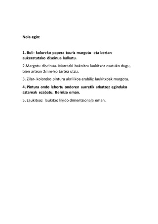Eskulanal 1. zikloa Manualidades 1.Ciclo | DOCX
