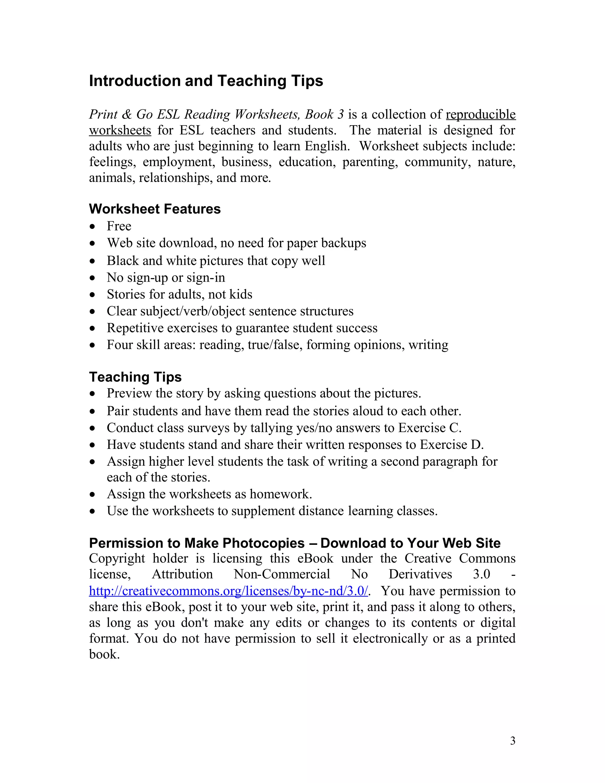 ESL worksheets Book 3 - Short Stories for Adult Students | PDF