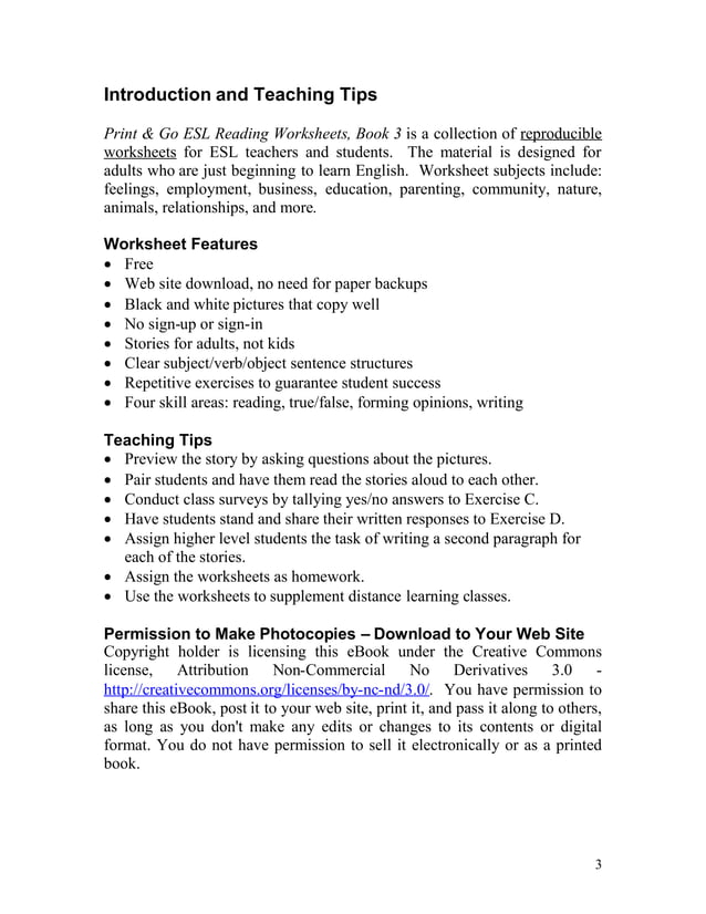 ESL worksheets Book 3 - Short Stories for Adult Students | PDF