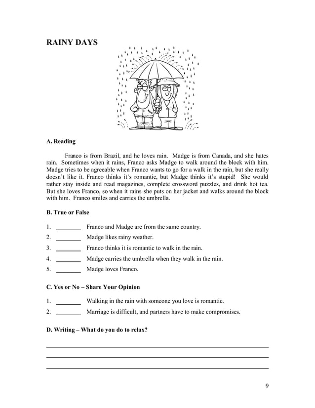 ESL worksheets Book 3 - Short Stories for Adult Students | PDF