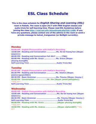 Esl schedule | PDF