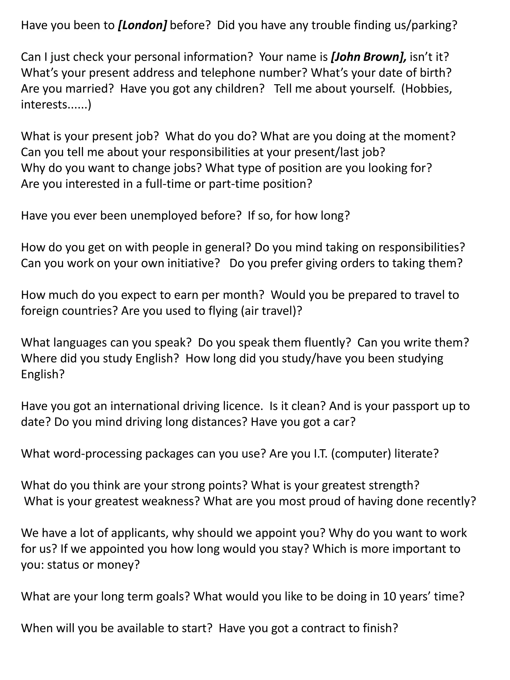 ESL 0823L week 7 a job-interview-oneonone-activities-pronunciation ...