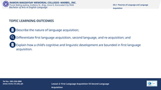 First Language Acquisition vs. Second Language Acquisition | PPTX