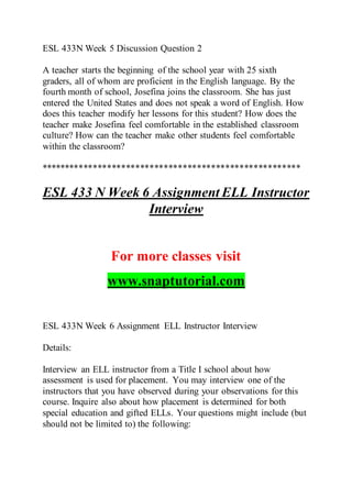 Esl 433 n Education Redefined-snaptutorial.com