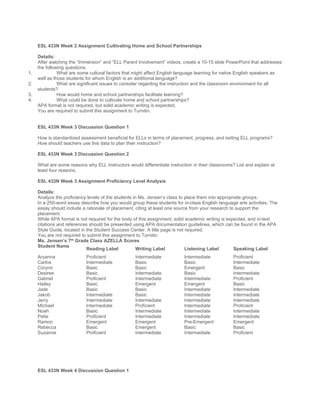 Esl 433 n advanced methodologies of structured english immersion | PDF
