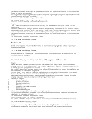 Esl 433 n advanced methodologies of structured english immersion | PDF