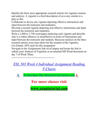 ESL 503 help A Guide to career/Snaptutorial | PDF