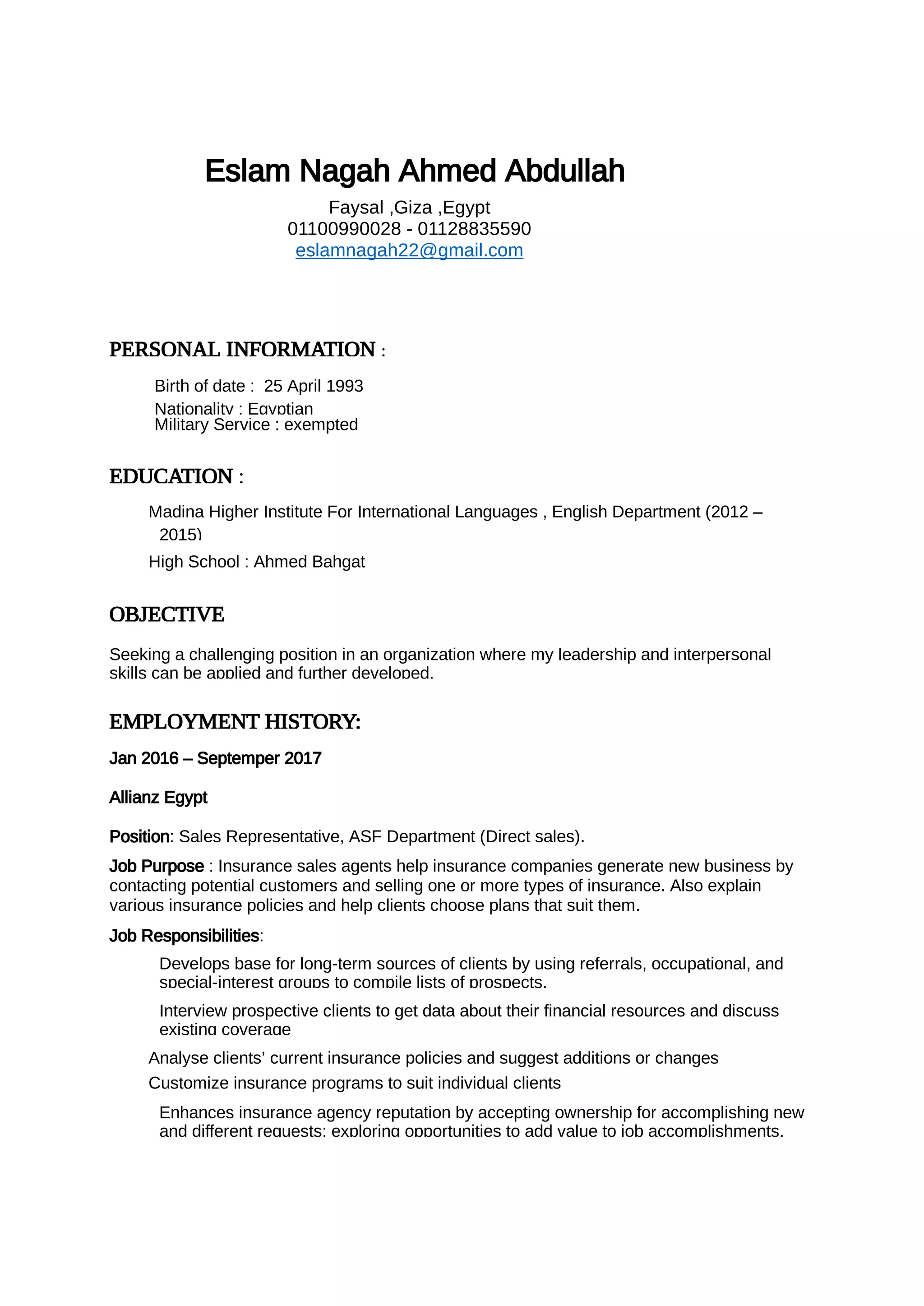 Eslam nagah-cv.docx 1507157878189 | PDF
