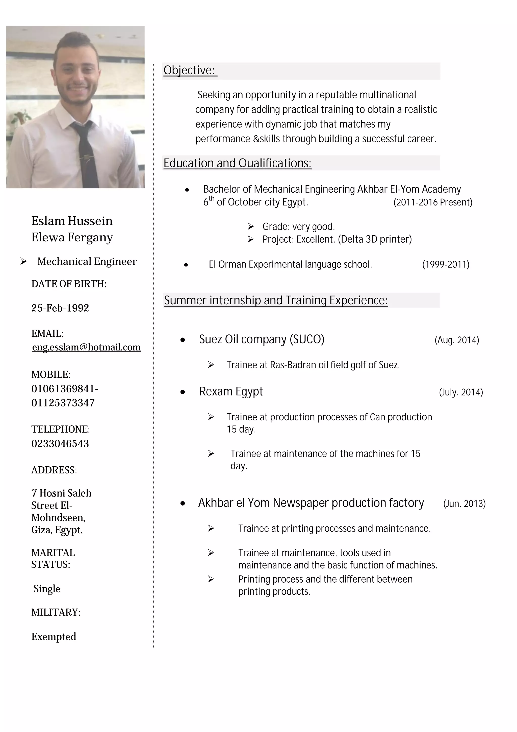 Eslam hussein cv. | PDF