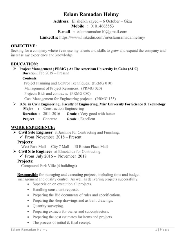 Eslam ramadan civil engineer | PDF