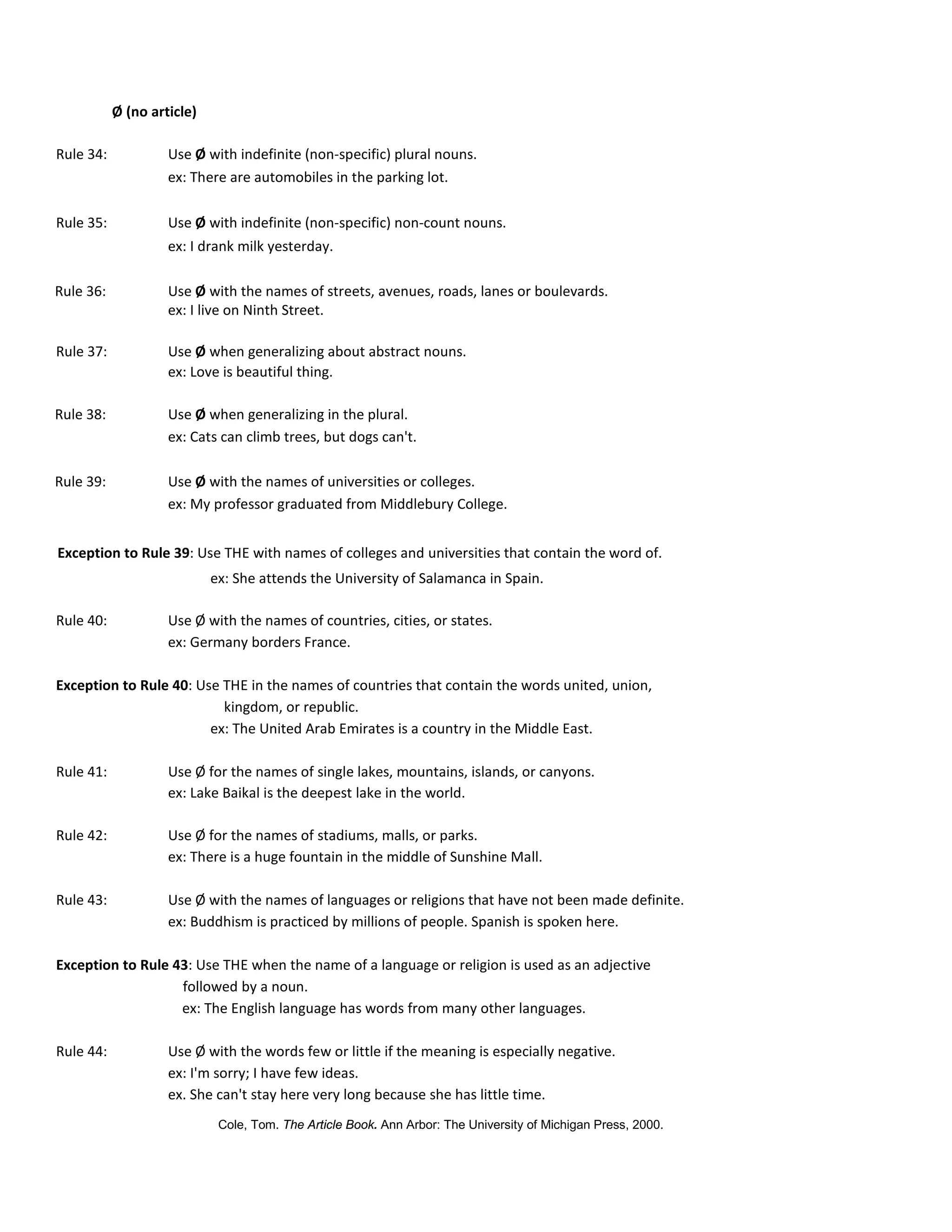 Esl article usage | PDF