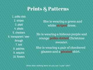 Clothing ESL - Fashion, Style and What to Wear. | PDF