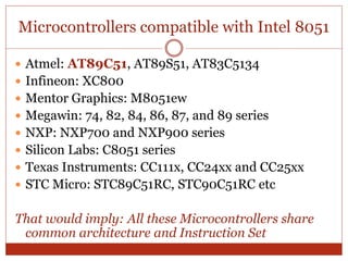 Architecture of the Intel 8051 Microcontroller | PPTX