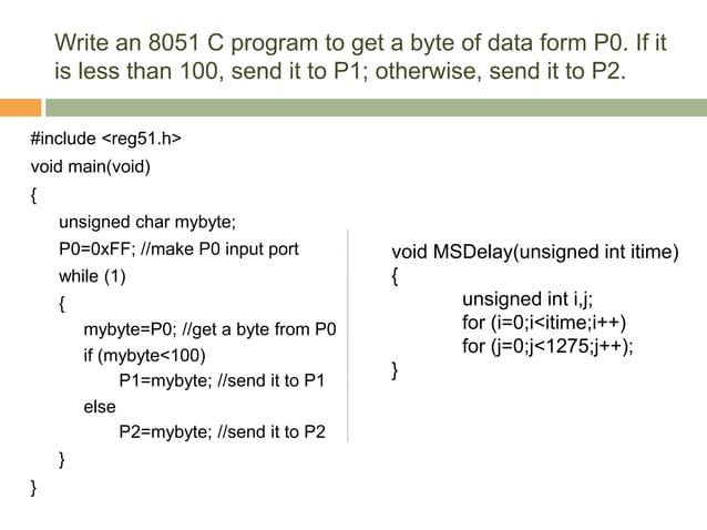 Intel 8051 Programming in C | PPT