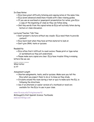 ESL/ELL Strategies | PDF