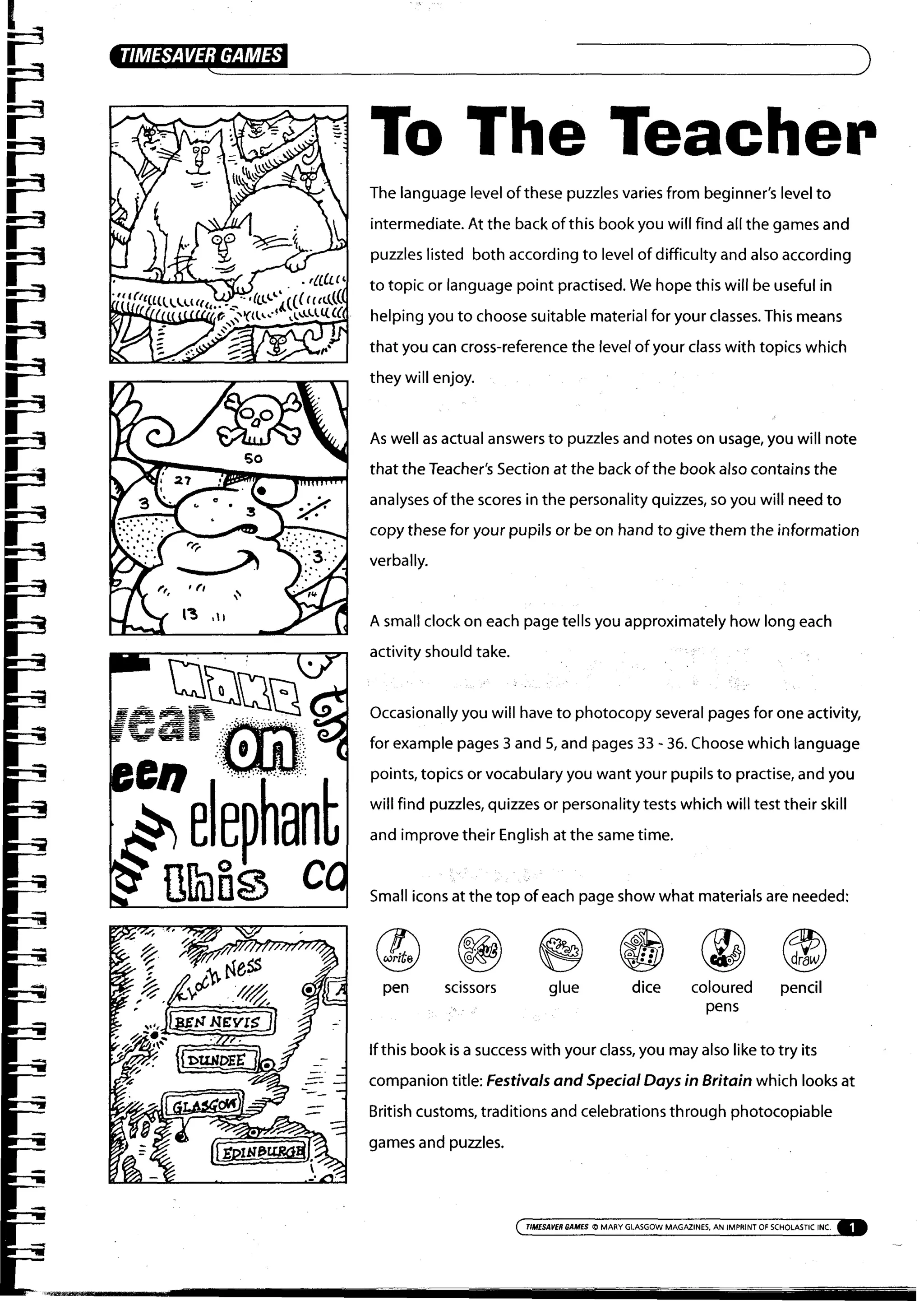 Esl english teaching resources timesaver games | PDF